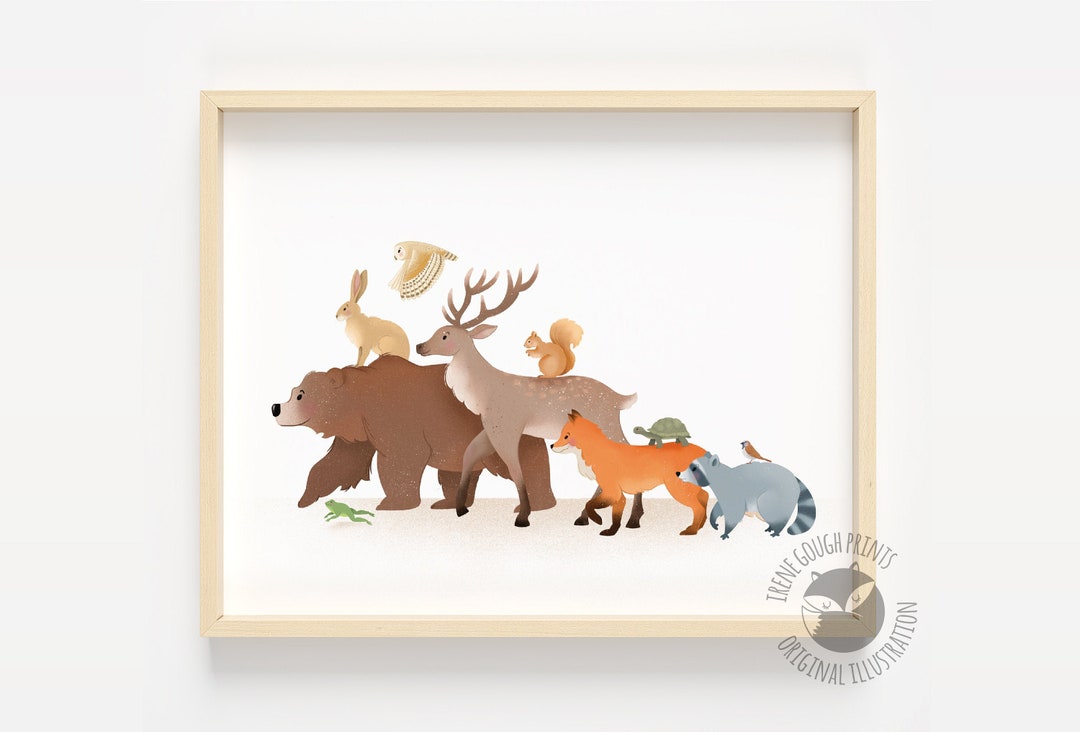 Woodland Animal Parade Art Print: Nursery Decor Giclée - Etsy