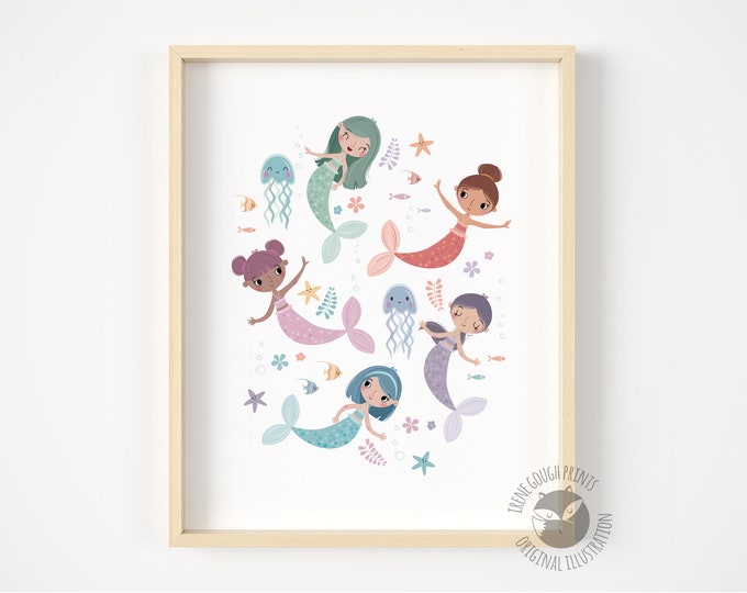 Mermaid Nursery Wall Art Girls Room Decor Mermaid Print - Etsy