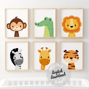 Safari Nursery, Digital Nursery Wall Art, Printable Safari Nursery ...