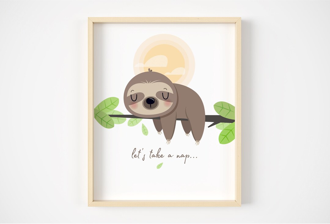 Sloth Nursery Wall Art, Baby Sloth Print, Nursery Decor, Sloth Art ...