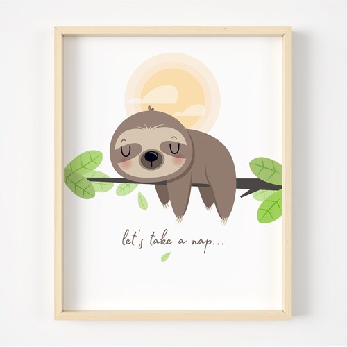 Sloth Nursery Wall Art Baby Sloth Print Nursery Decor Sloth - Etsy