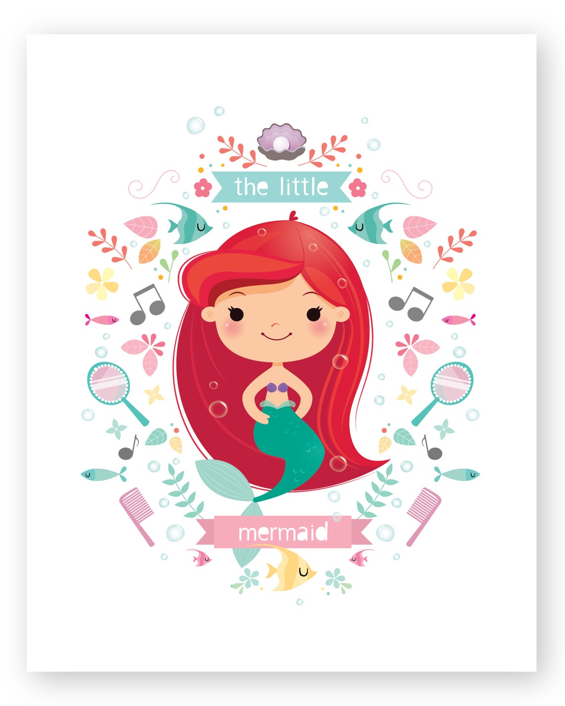 The Little Mermaid Mermaid Nursery Print Nursery Art Girl - Etsy
