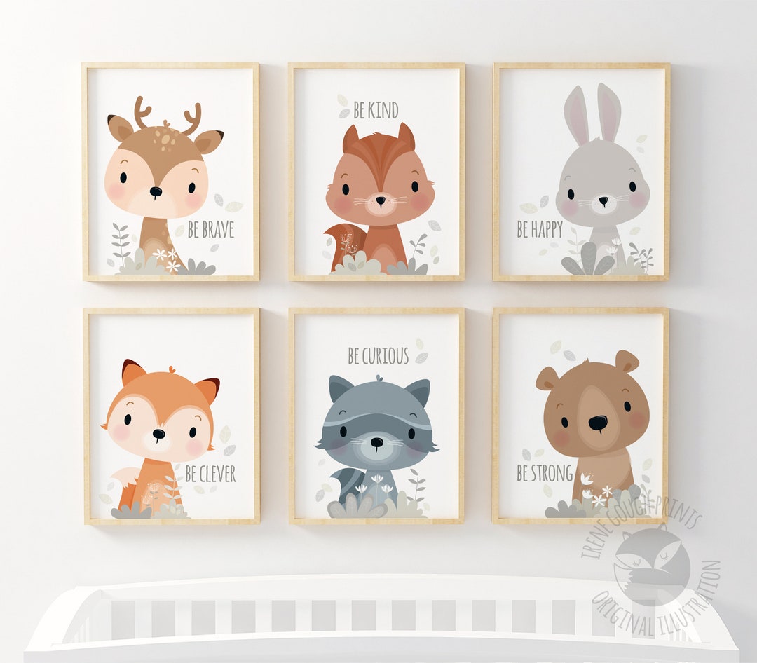 Set of 6 Woodland Animal Prints, Unique Christmas Gift, Gift for Kids ...