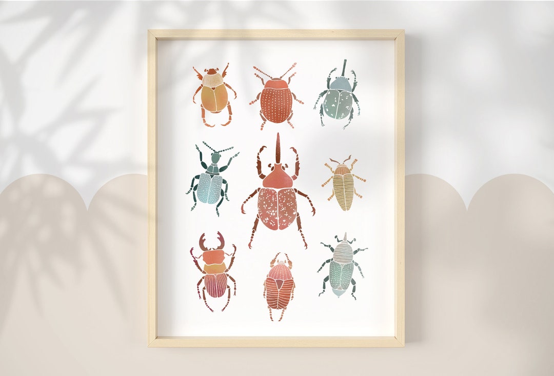 Bugs Print, Beetle Print, Insect Print, Nursery Wall Art, Kids Room ...