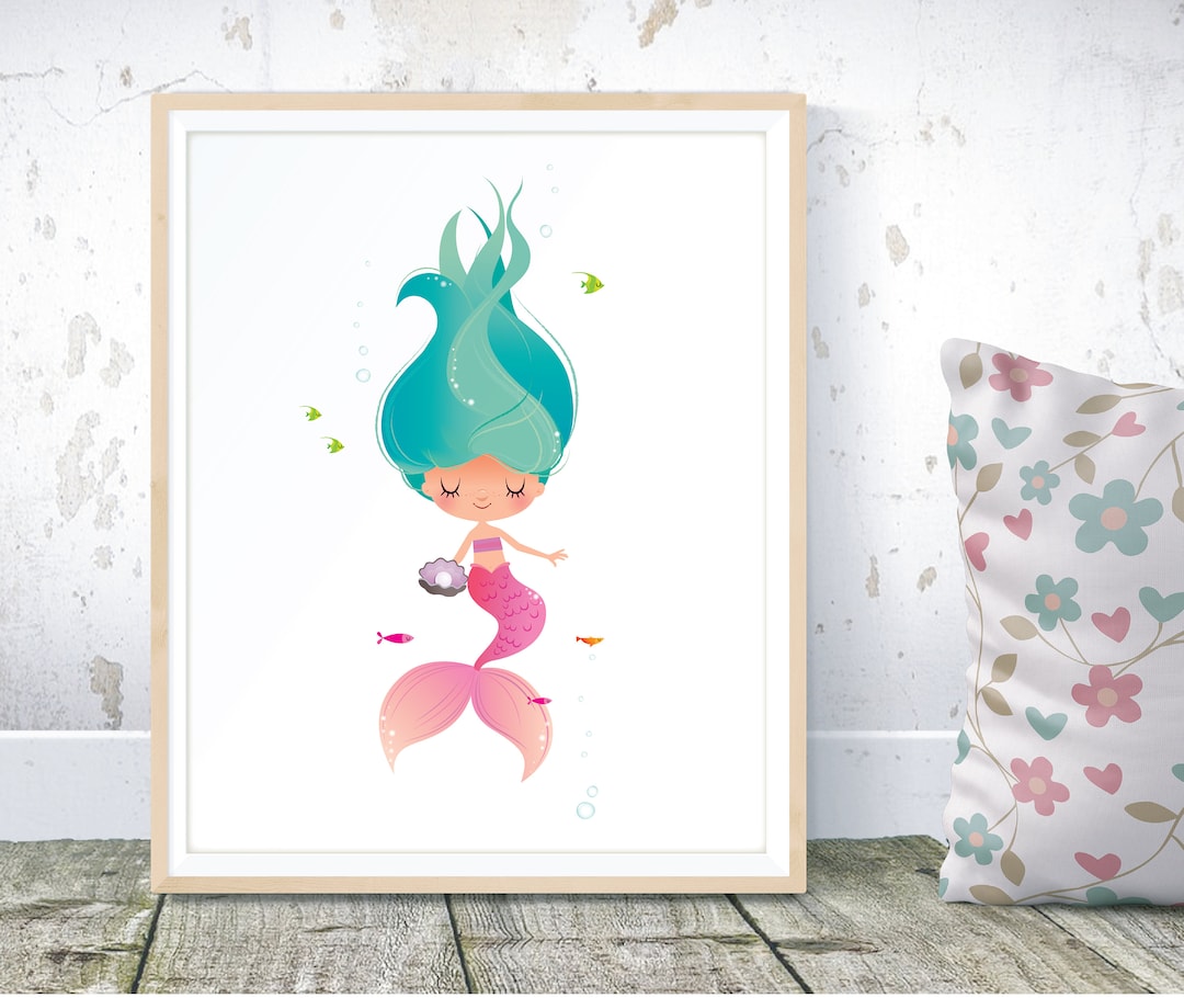 Mermaid Nursery Print, Baby Girl Nursery Decor, Nursery Wall Art ...