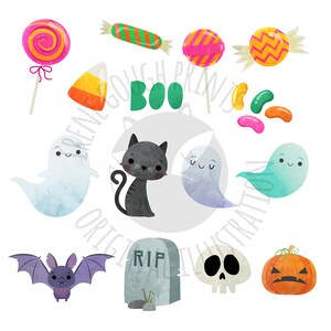 Cute Halloween Clip Art PNG Files - Instant Download - Spooky ...