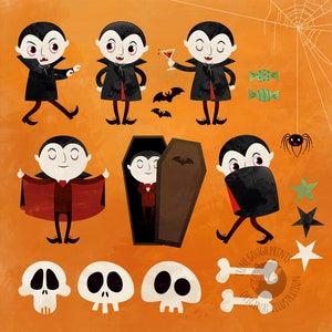 Halloween Vampire Cute Clip Art - Instant Download - Spooky Dracula ...