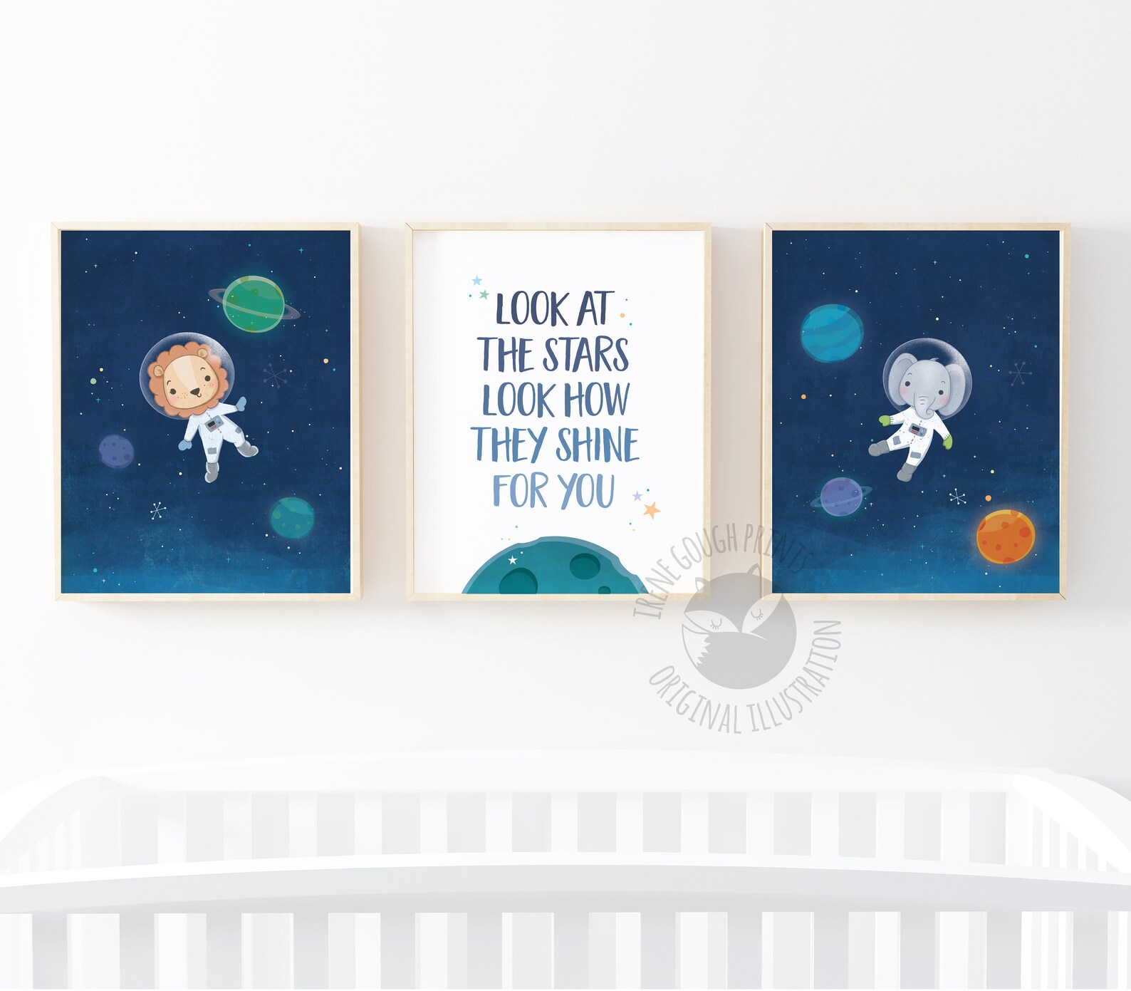 Space Nursery Wall Art Set of 3 Nursery Prints Kids Wall Art - Etsy