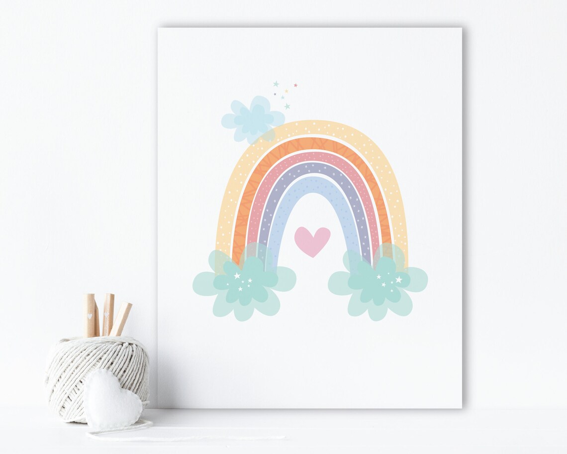 Rainbow Nursery Decor Nursery Wall Art Rainbow Print Girls | Etsy