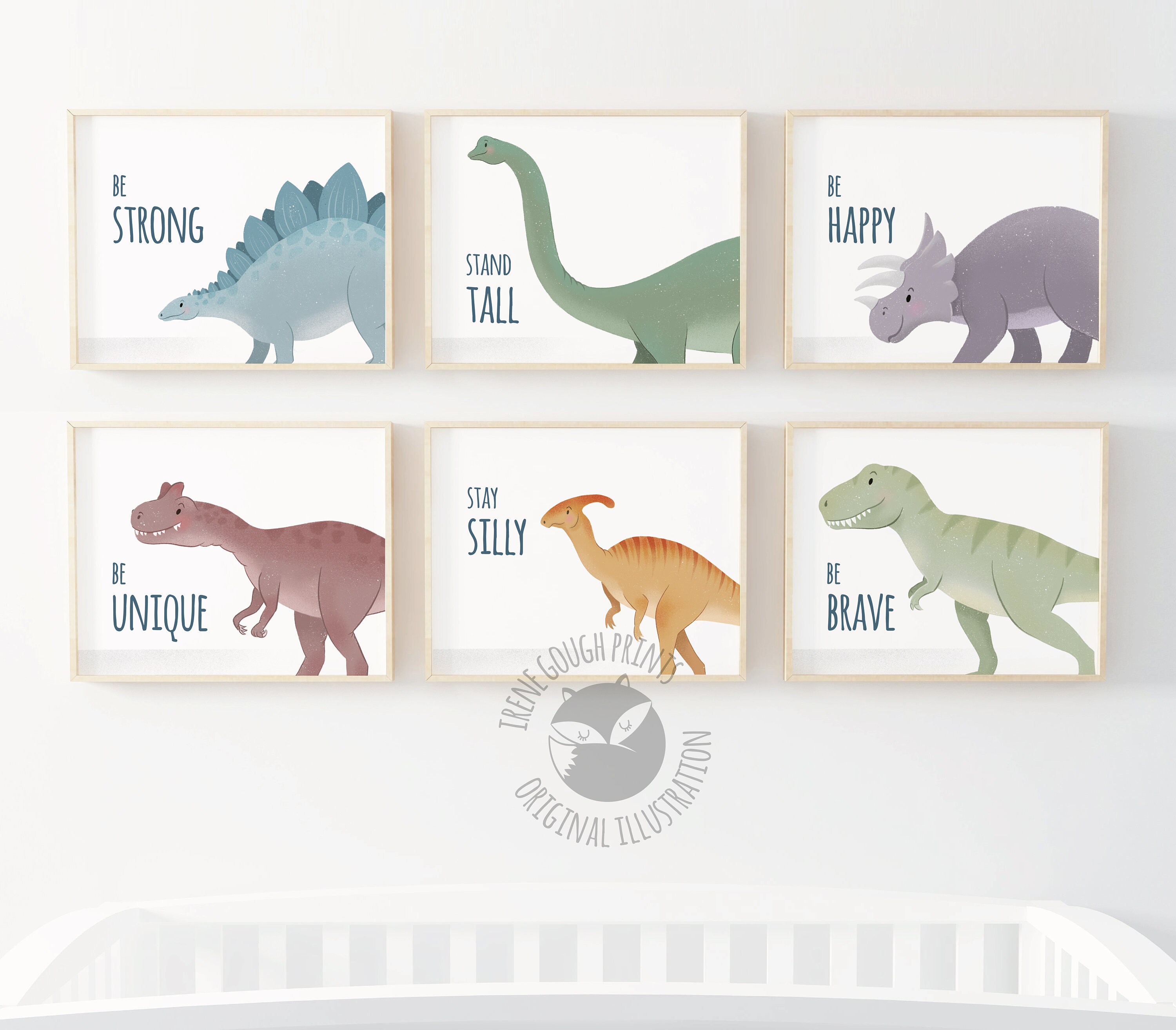 long neck blue and gray dinosaur wall art Dino boys room poster for ...