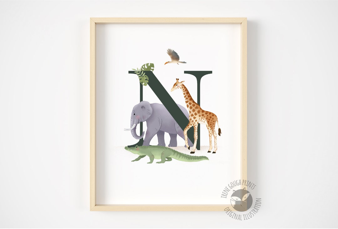 Personalized Safari Nursery Print: Initial Letter Wall Art - Etsy