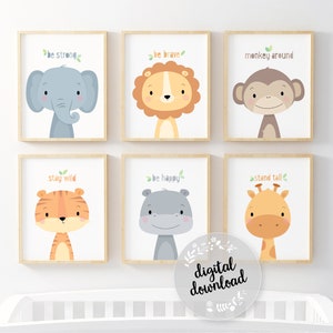 Printable Safari Nursery Prints, Digital Nursery Wall Art, Nursery ...