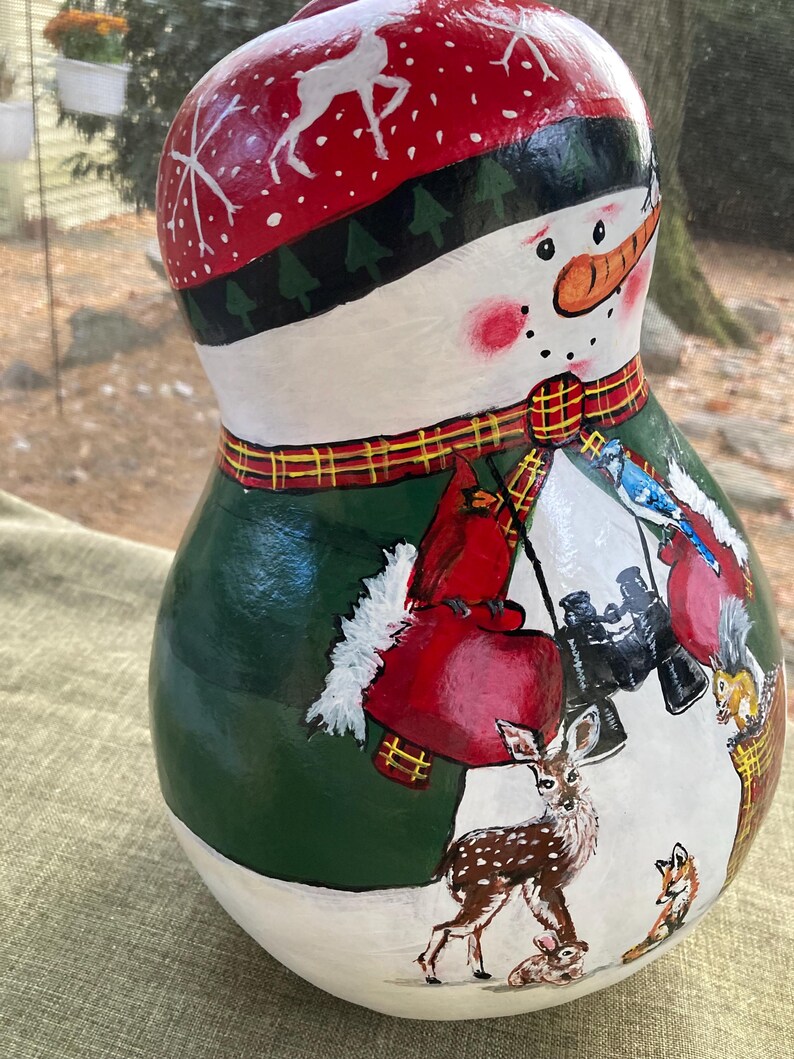 Birdwatcher Snowman Gourd - Etsy