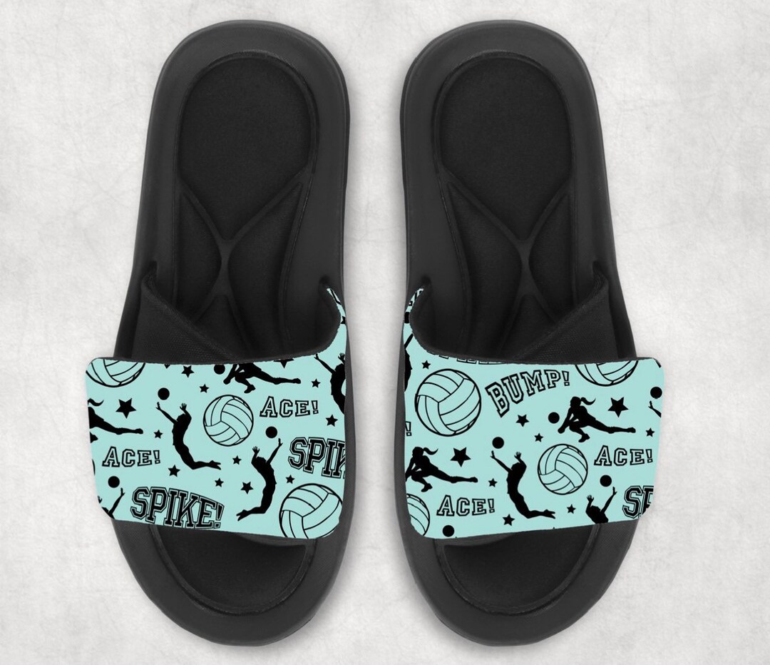 VOLLEYBALL Slides Sandals / Memory Gel Slider Sandals / Customized ...