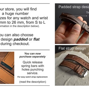 Handmade Vegetable Tanned Leather Watch Band / Strap, 16mm 17mm 18mm ...