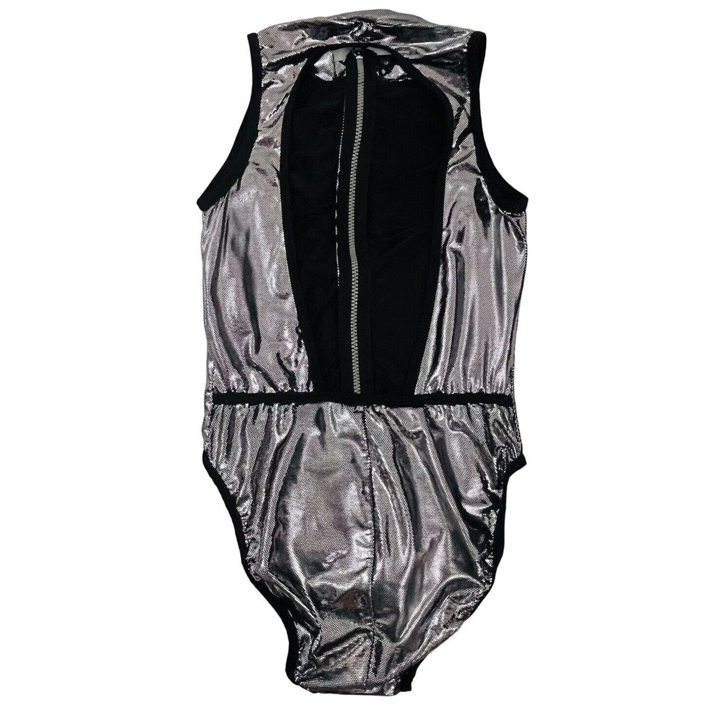 Vintage 90's Speedo Women's 8 Sparkling Shiny Silver Zipper Swimsuit ...