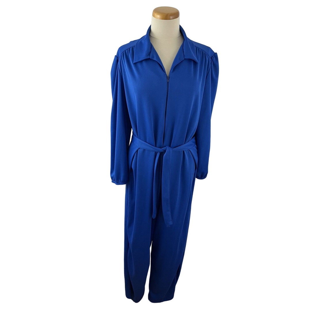 Vintage Improved Living XL Polyester Jumpsuit Wrap Waist Mod Disco Zip ...