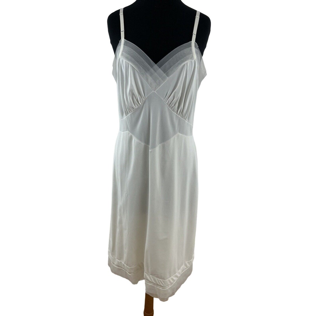 Vintage Women's 40 White Full Slip Dress Nylon Chiffon Trim - Etsy