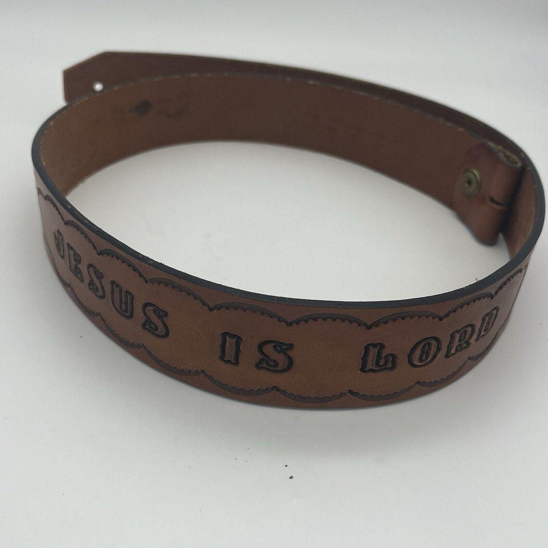Vintage Hand Tooled Leather Western Style Belt Christian Jesus is Lord ...