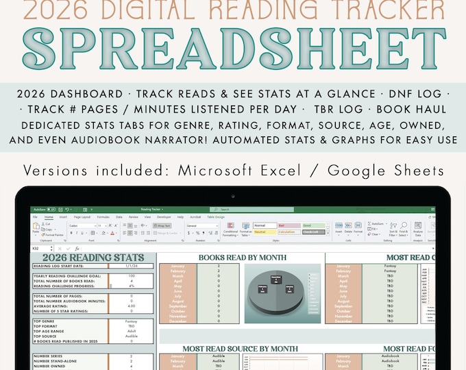 2025 Ultimate Reading Spreadsheet, Google Sheets Template, Reading ...