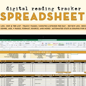 Book Tracker Spreadsheet Reading Log Google Sheets - Etsy