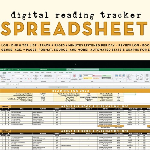 Book Tracker Spreadsheet Reading Log Google Sheets - Etsy