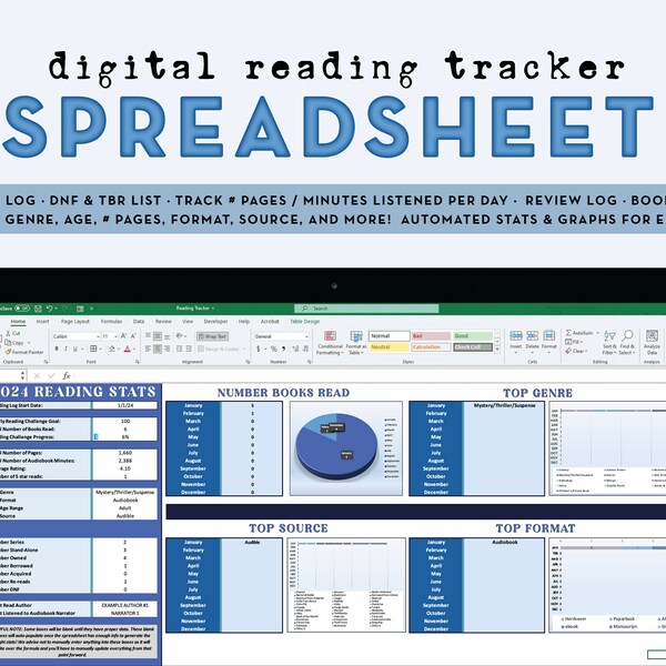 Reading Log & Data Tracker Spreadsheet - Etsy Reading Log & Data Tracker Spreadsheet - Etsy