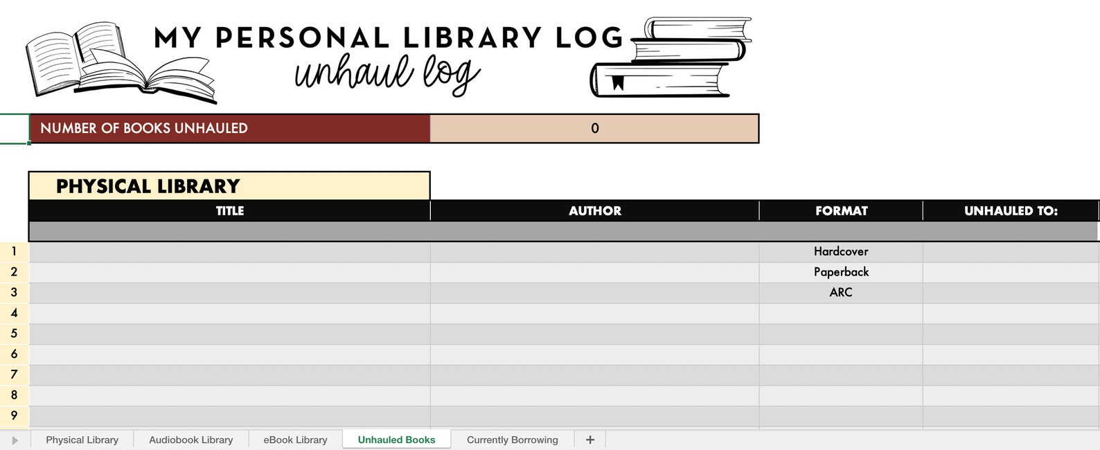 Personal Home Library Log Spreadsheet catalog the Books You - Etsy