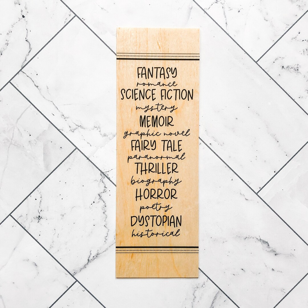 Book Genres Woodmark · Wooden Bookmark for Avid Readers - Etsy