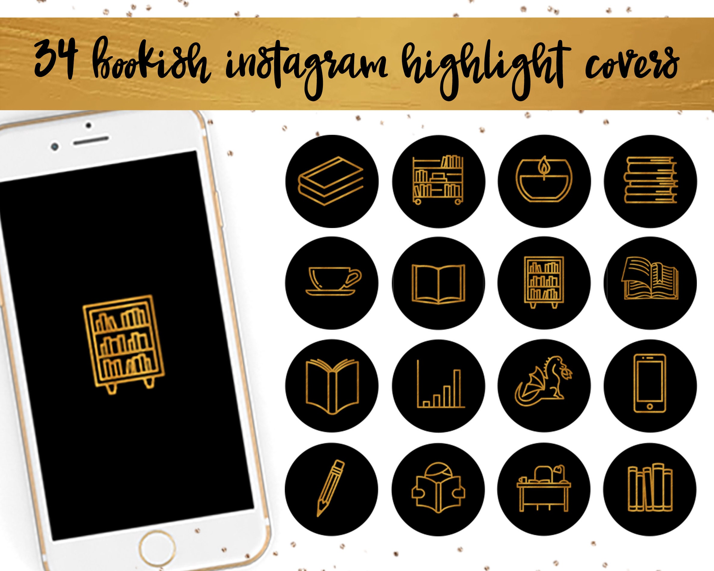 34 Instagram Stories Highlight Covers With Book-themed Icons - Etsy