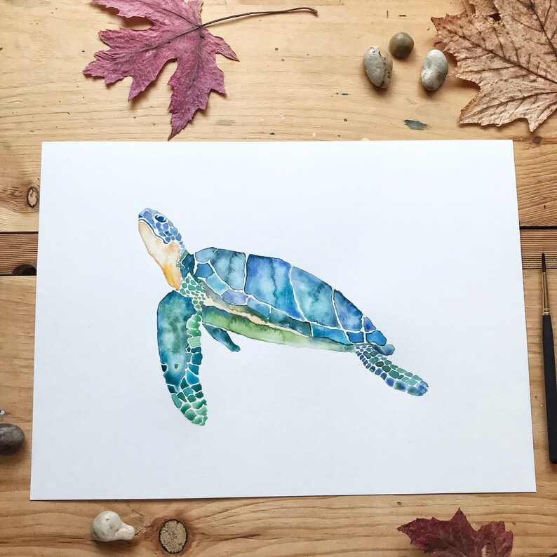 Sea Turtle Art Print, Turtle Watercolour Print - Etsy