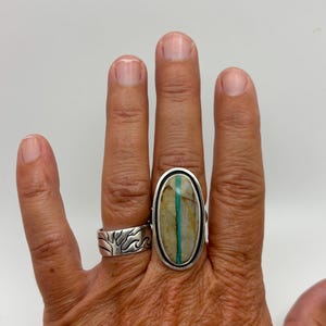 Royston Boulder/ribbon Turquoise Handcrafted Sterling Silver Ring Size ...