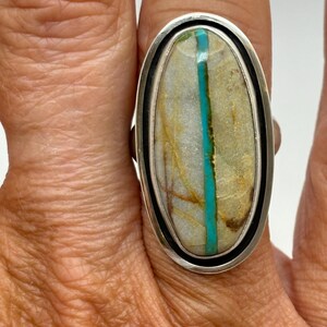 Royston Boulder/ribbon Turquoise Handcrafted Sterling Silver Ring Size ...