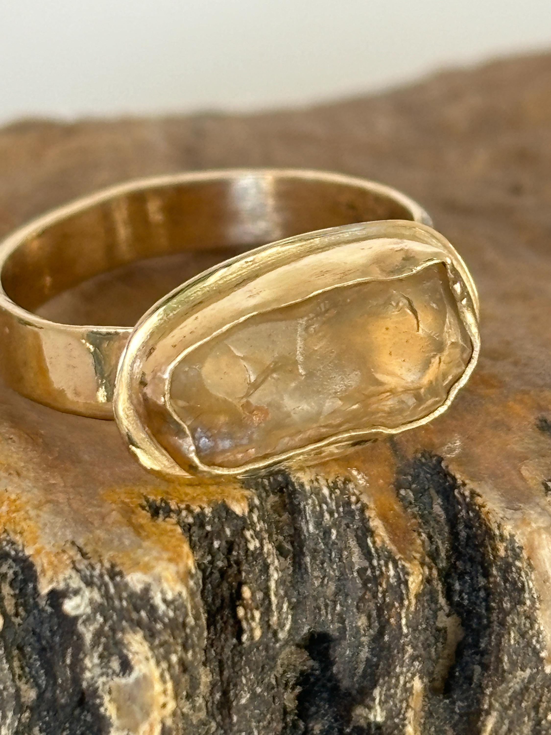 10k Raw Oregon Sunstone Ring Size 6. Handcrafted Artisan Jewelry. - Etsy
