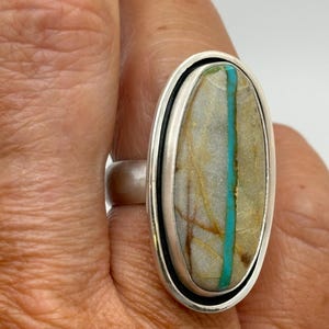Royston Boulder/ribbon Turquoise Handcrafted Sterling Silver Ring Size ...