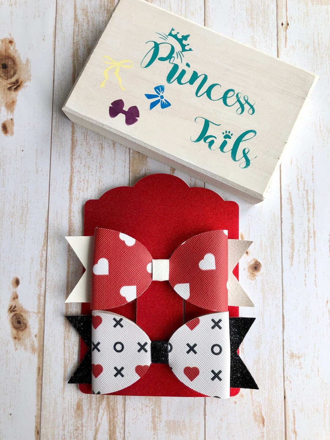 4 Inch Faux Leather Besties Hair Bow Set - Etsy