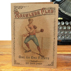 BRAWLERS CLUB Vintage Greeting Card Victorian Fighting Boxing Fight Dad ...