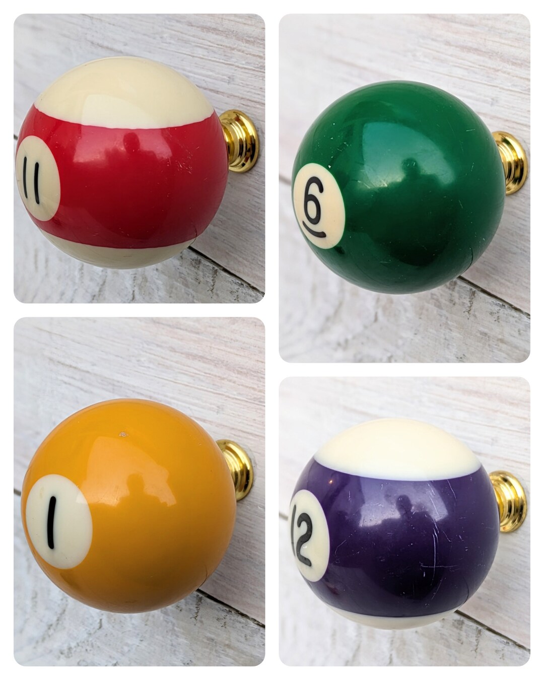 X4 POOL BALL Cabinet Drawer Door Knob Pull BUNDLE Mancave Home Interior ...