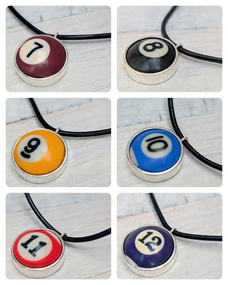POOL BALL Billiard Pendant and Necklace Repurposed Jewelry Number Charm ...
