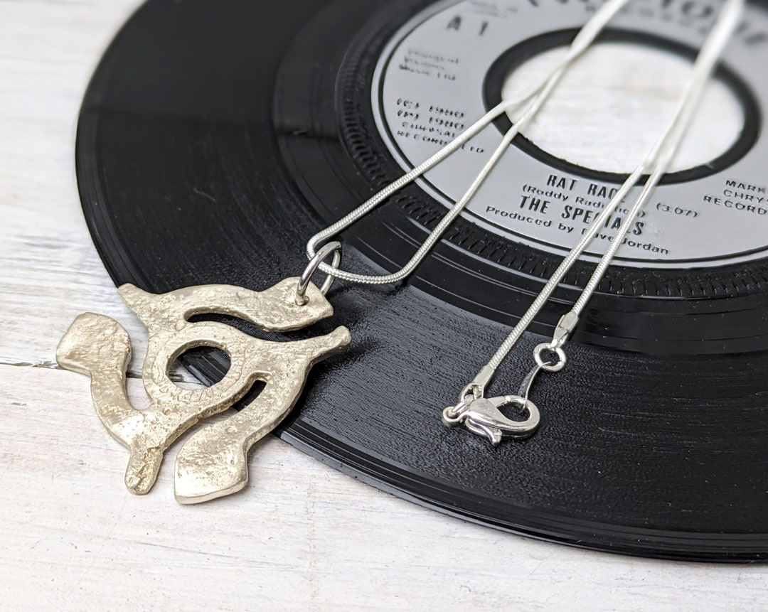 7" VINYL 45RPM Record CENTRE Sterling Silver Handmade Pendant - Rock N ...