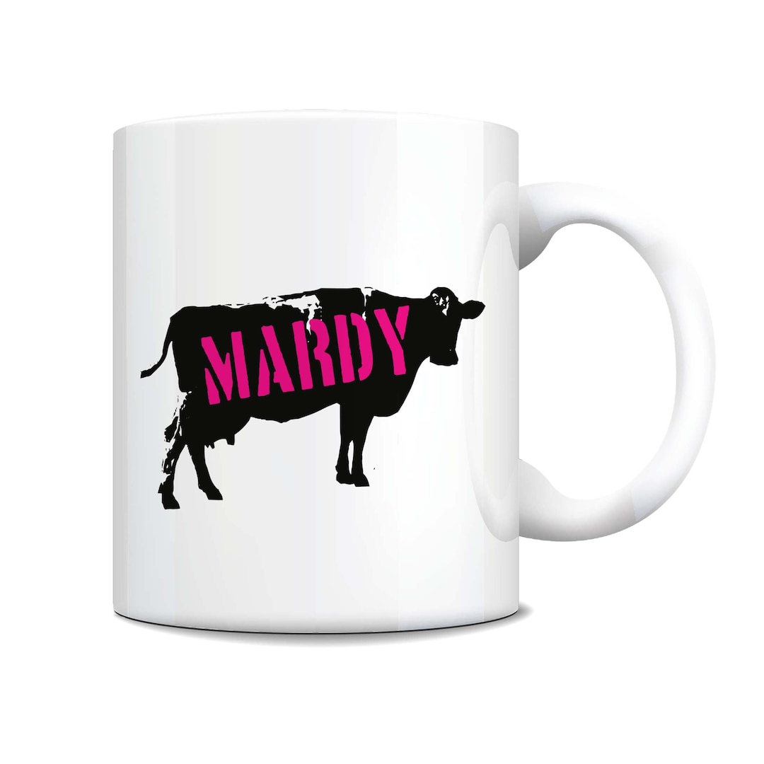 Mardy Cow Coffee Mug Pop Art Banksy Style Humour Insult Grumpy Moody ...