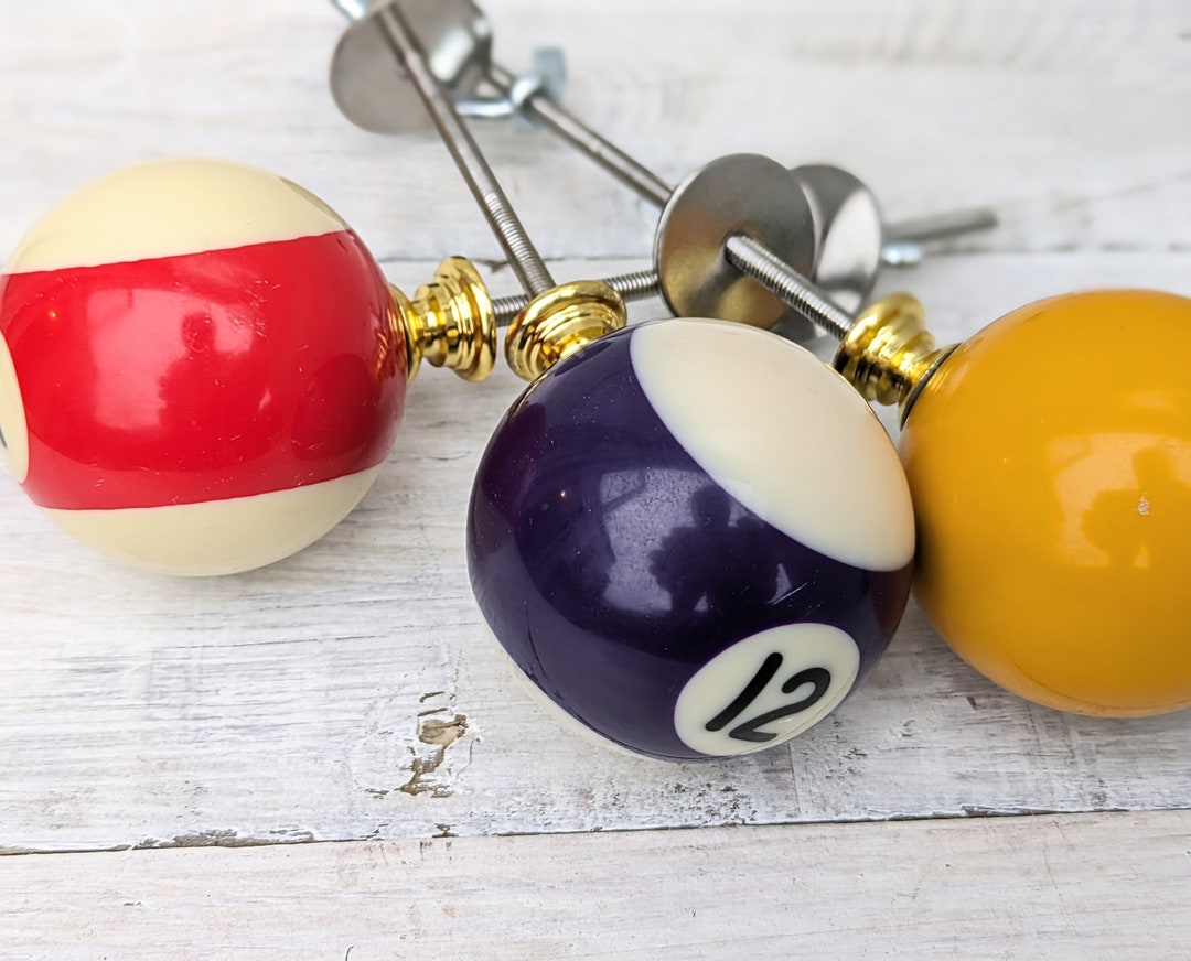 X4 POOL BALL Cabinet Drawer Door Knob Pull BUNDLE Mancave Home Interior ...