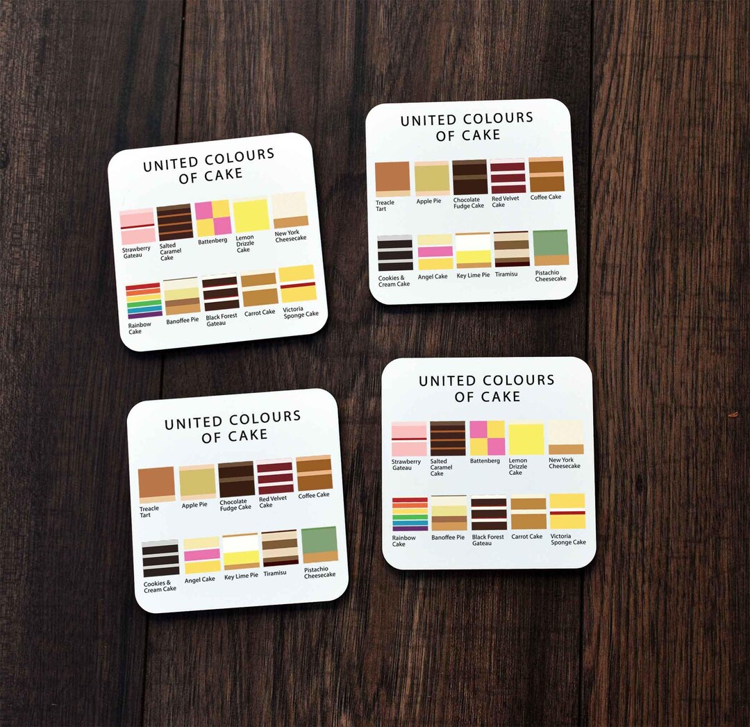 CAKE Guide to Classic Cakes Drinks Coasters Set Home & Kitchen ...