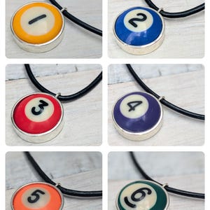 POOL BALL Billiard Pendant and Necklace Repurposed Jewelry Number Charm ...