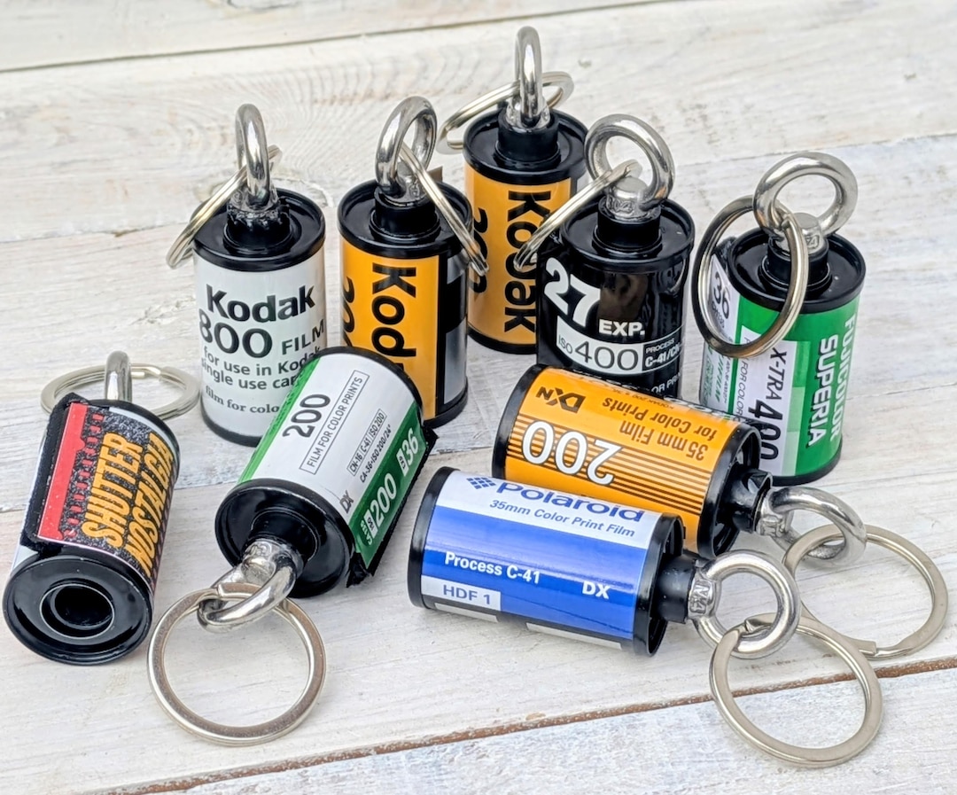 35mm CAMERA Film Roll Key Chain Bag Charm Key Ring Repurposed ...