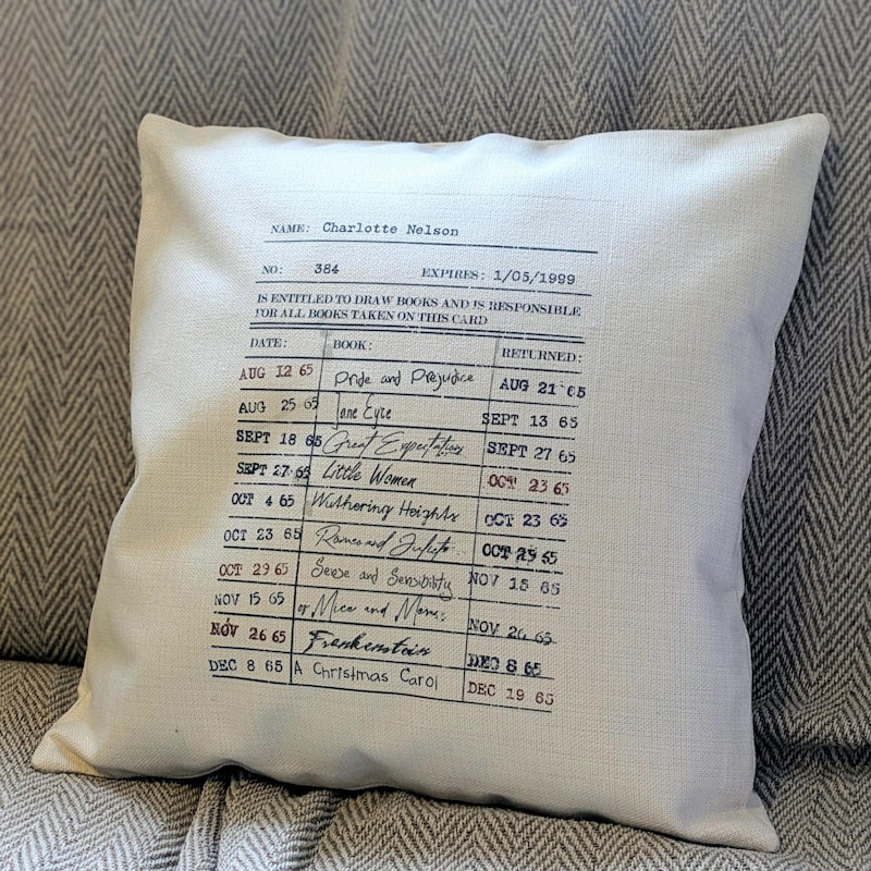 Library Card Pillow - Etsy