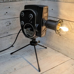 Repurposed 1960s Vintage Cine Movie Camera Lamp Table Desk Lamp Hipster ...