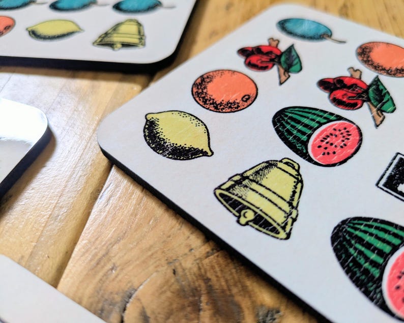 Vintage Slot Fruit Machine Icons Coaster Set Gambling Vegas Gift - Etsy UK