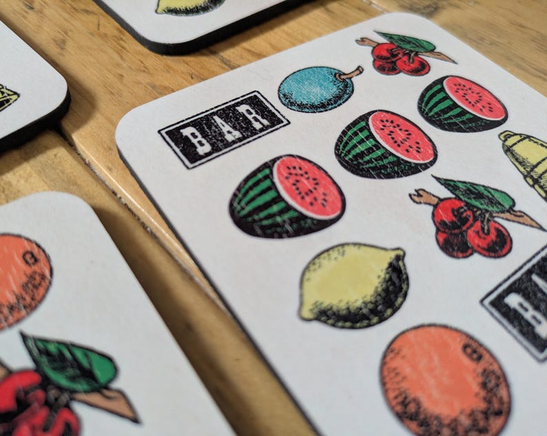 Vintage Slot Fruit Machine Icons Coaster Set Gambling Vegas Gift - Etsy UK