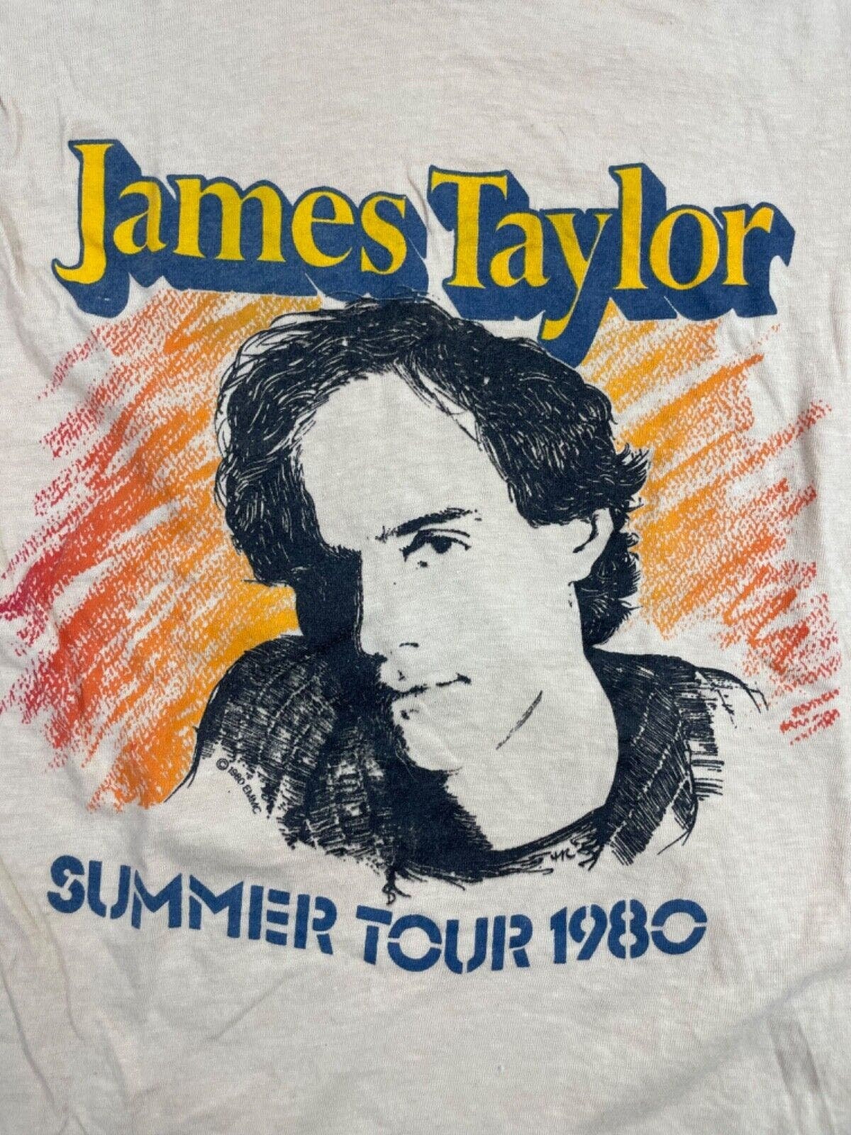 Vintage James Taylor 1980 Summer Tour Tee - Beige Concert Tee S/M - Etsy